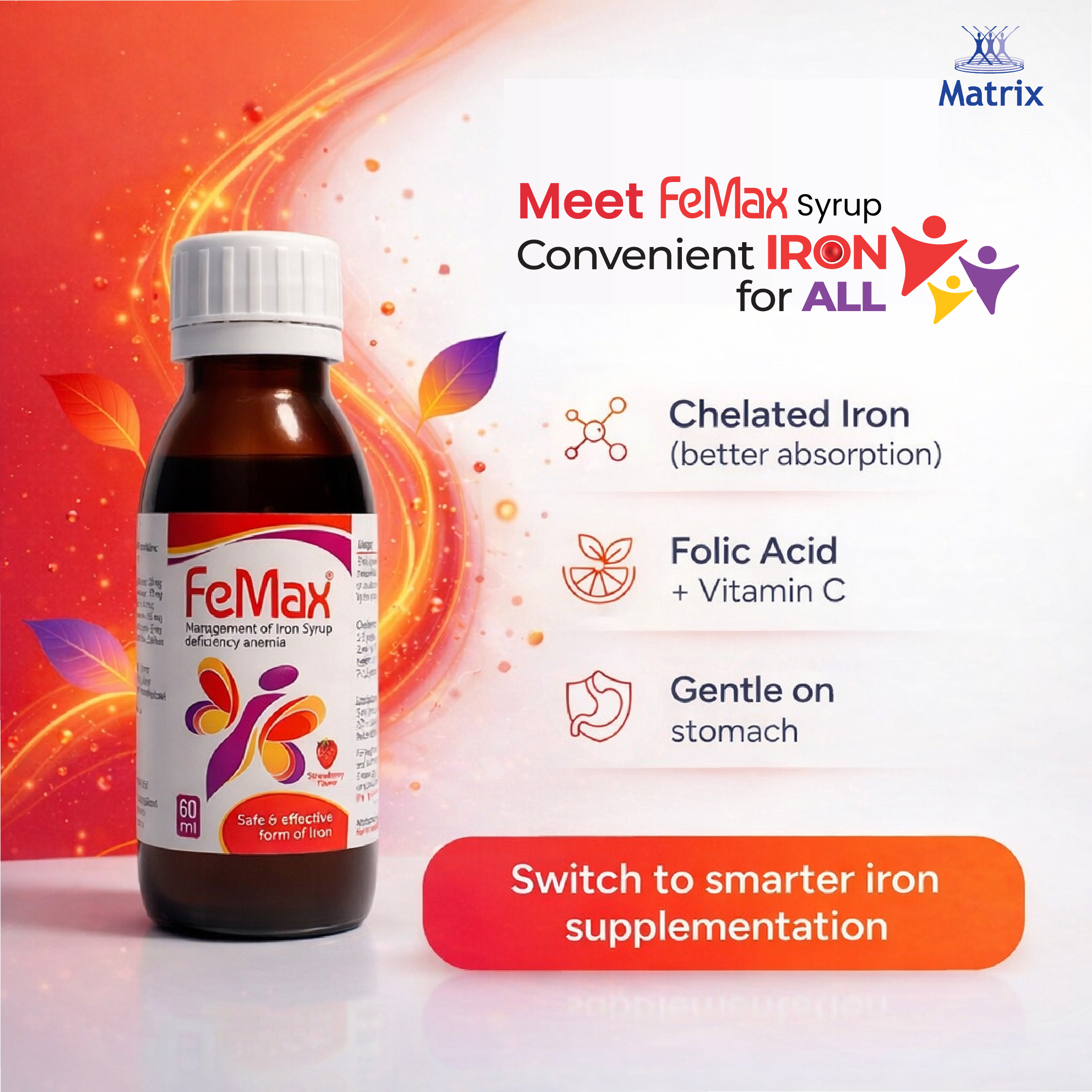 FeMax Iron Syrup for Childrens - Strawberry Flavor (60ml)